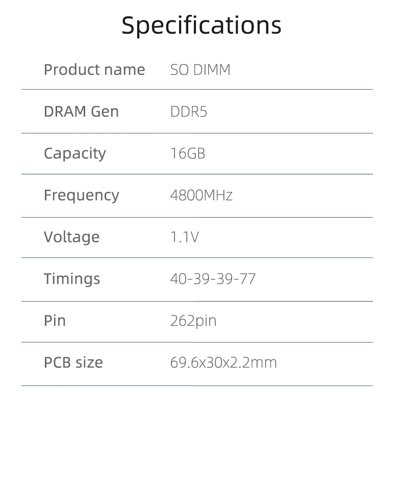 KINGBANK DDR5 SODIMM 4800/5600MHz - 16/32GB - 金百达KINGBANK